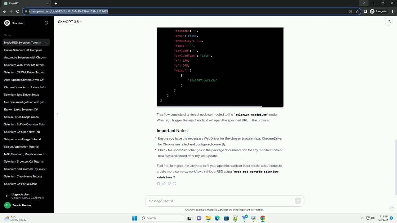 how to use node red contrib selenium webdriver