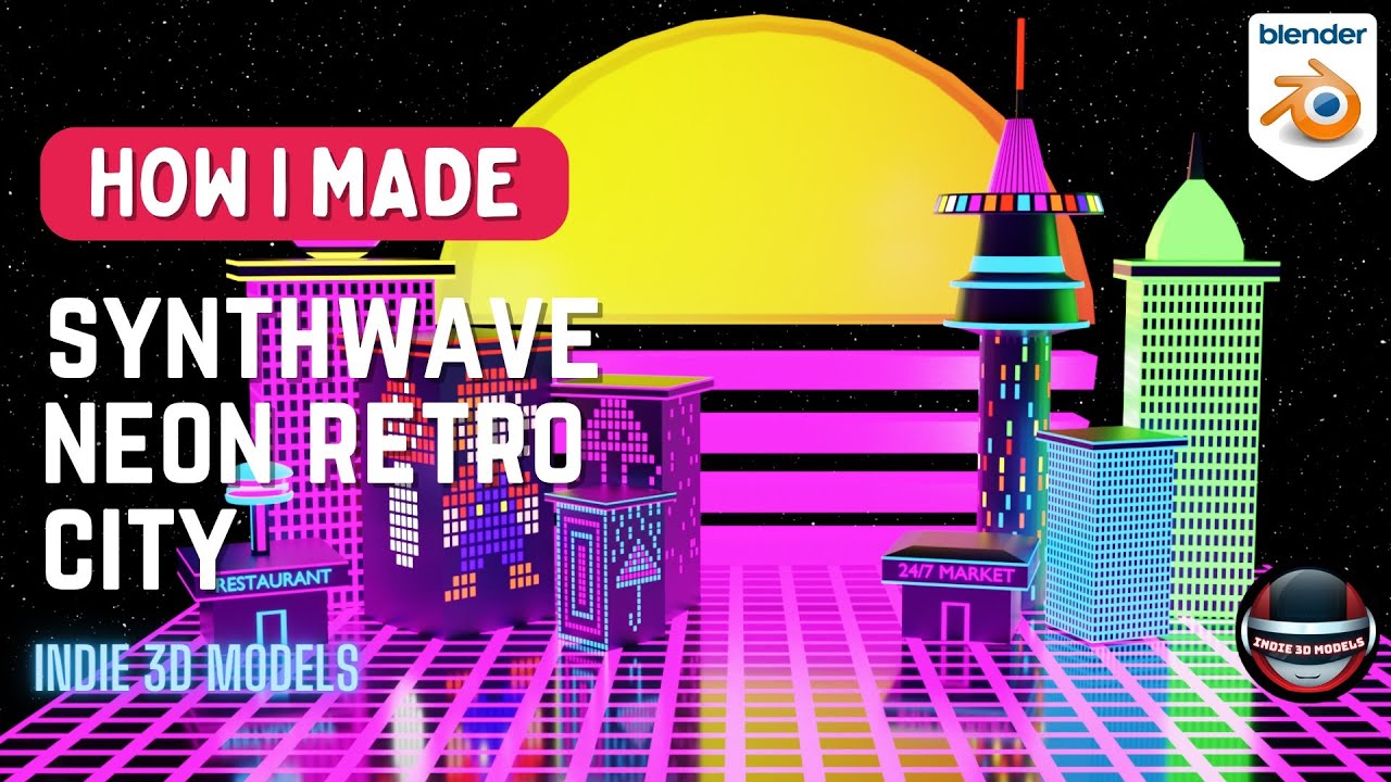 Synthwave Neon Retro City in Blender - 3D Modeling Timelapse | Ep. 45