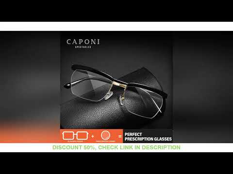CAPONI Tom Hardy Legend Glasses Men Half Frame Prescription Computer Glasses Frame Blue Ray Blocking