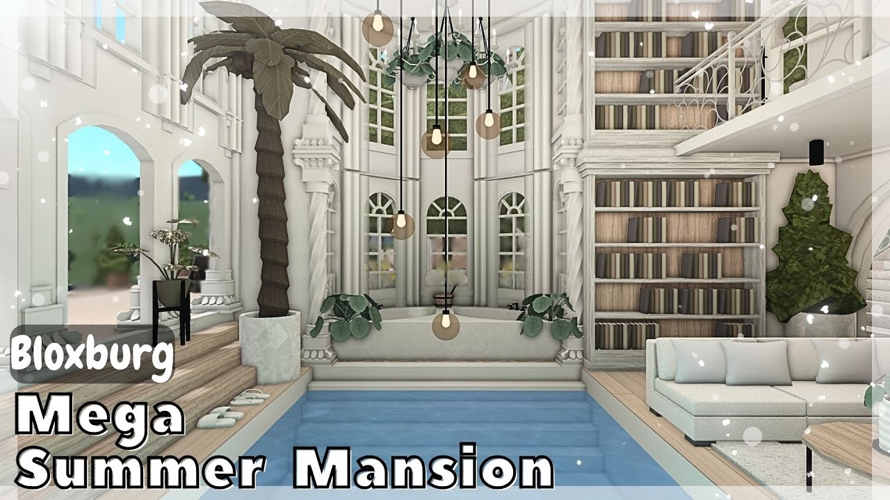 BLOXBURG: Mega Summer Mansion Speedbuild (interior + full tour) Roblox House Build