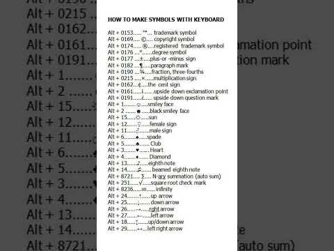 How to Make Symbols with Your Keyboard | Keyboard Shortcuts for Special Characters #symbols