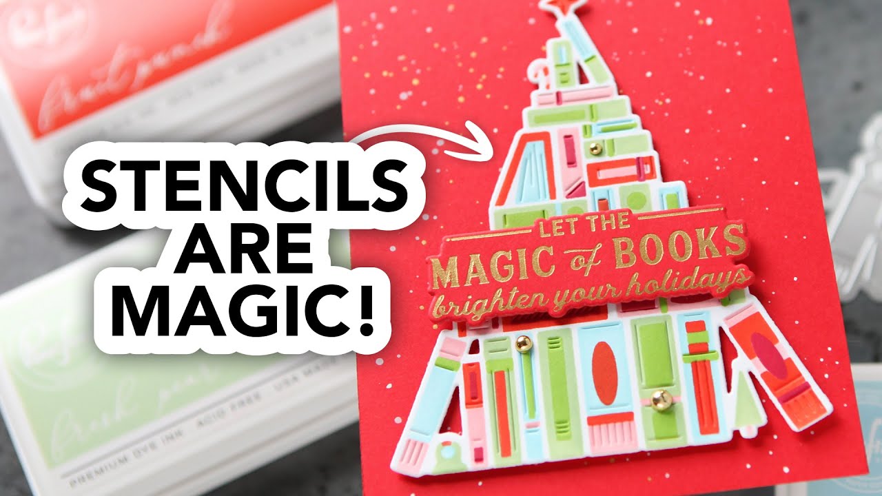 Create a book-themed holiday tree using layered stencils!