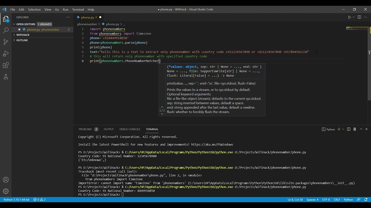 phoneNumber module using python  | python #AI #python #phonenumber