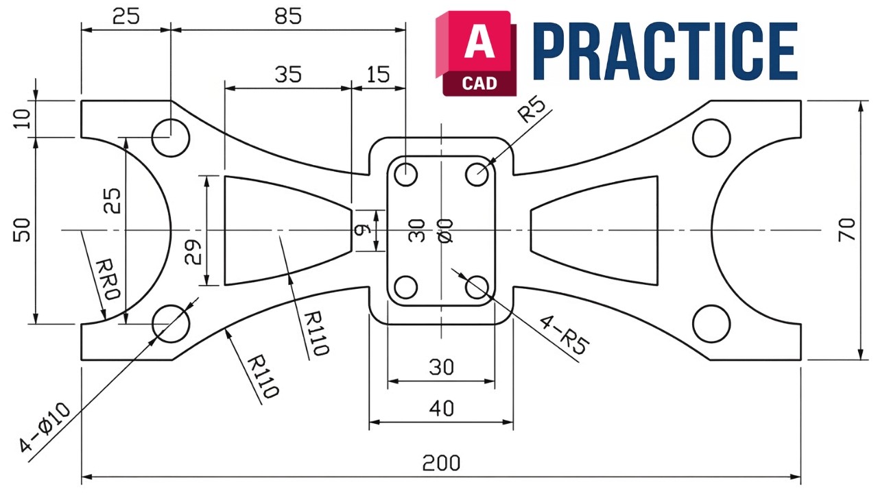 AutoCAD 2D Drawing Practice I Step by Step Tutorial for Beginners