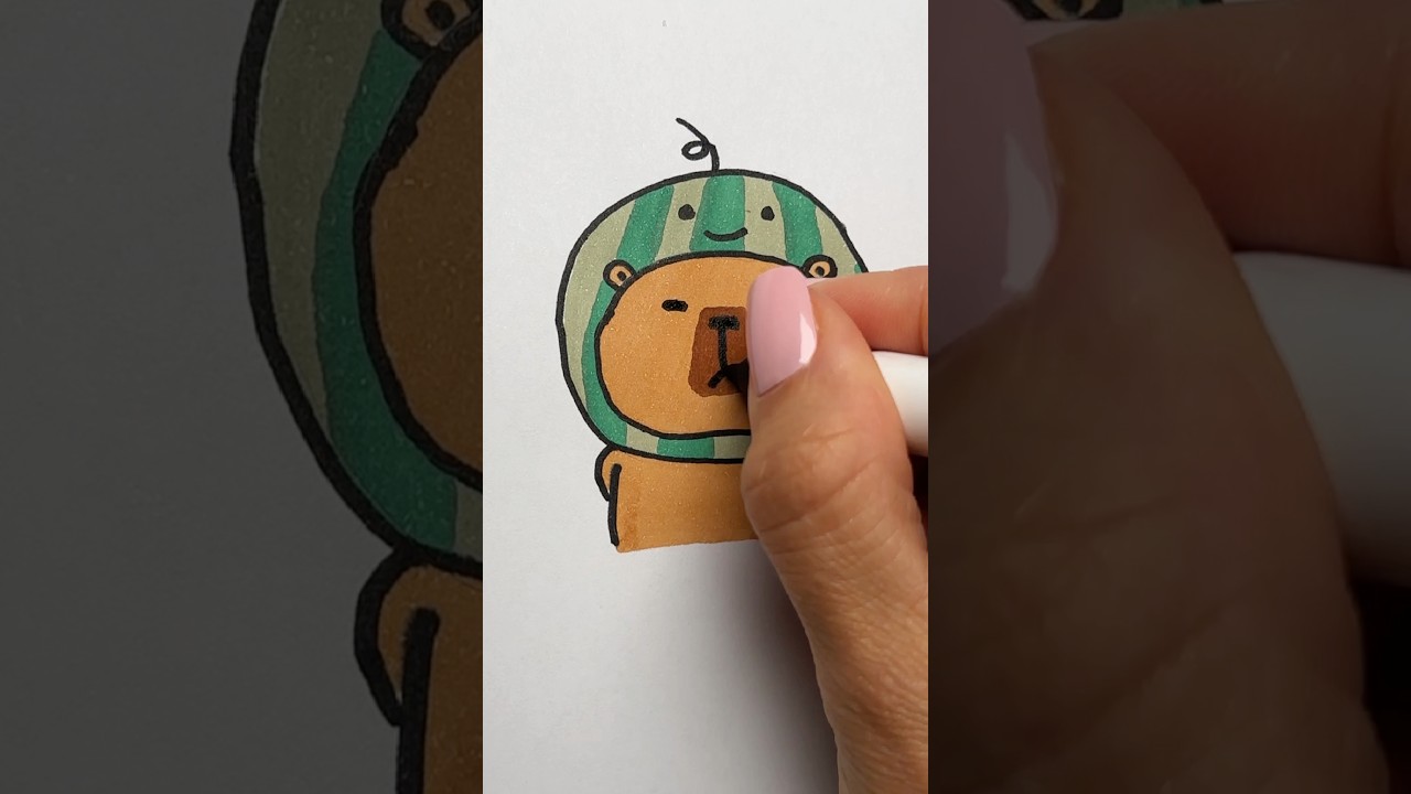 Cute CAPYBARA Drawing in 15 Seconds! 🦫💕 Viral Animal Art #shorts #kids