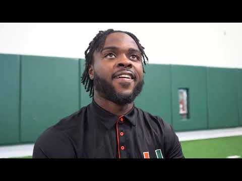 Meesh Powell, Miami Defensive Back, at Miami Football Media Day 2024