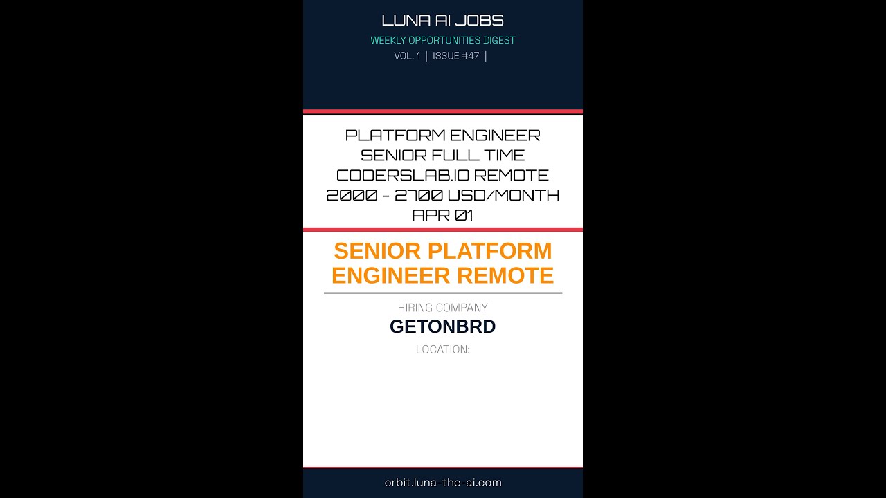 Senior Platform Engineer at Coderslab.io | Remote | Now Hiring