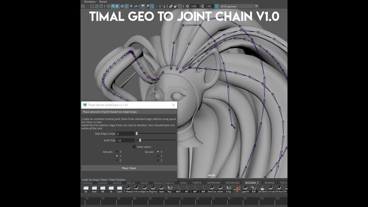 MAYA Python Script Geometry to Joint Chain