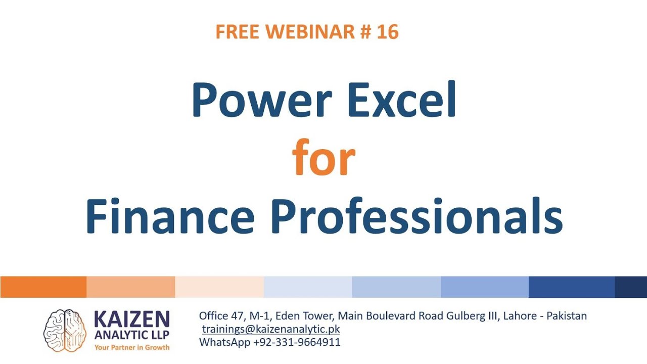Free Webinar - Power Excel for Finance Professional