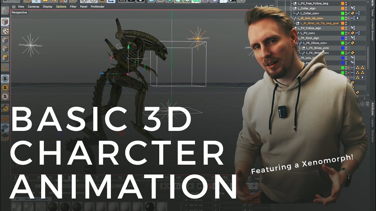 Basic 3D Character Animation in C4D - Featuring a Xenomorph!