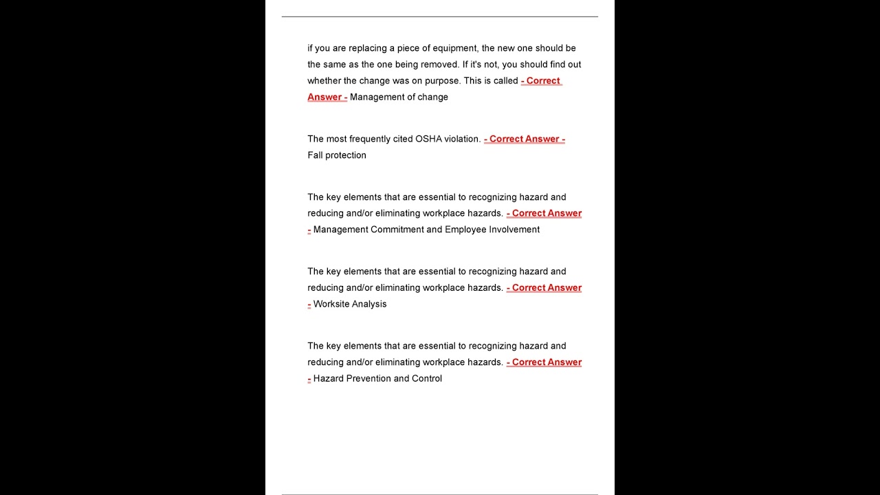 OSHA BASIC PLUS ORIENTATION QUESTIONS AND CORRECT ANSWERS