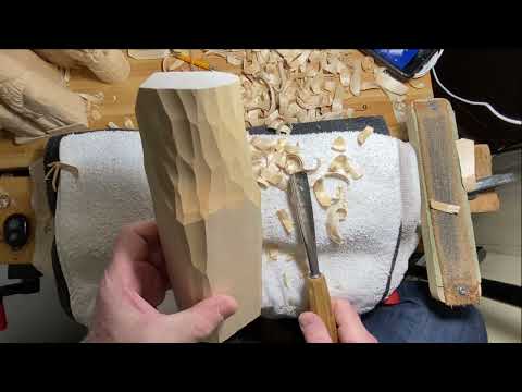 Hand carving a 9"x3" Noel Santa (Part 1 of 3)