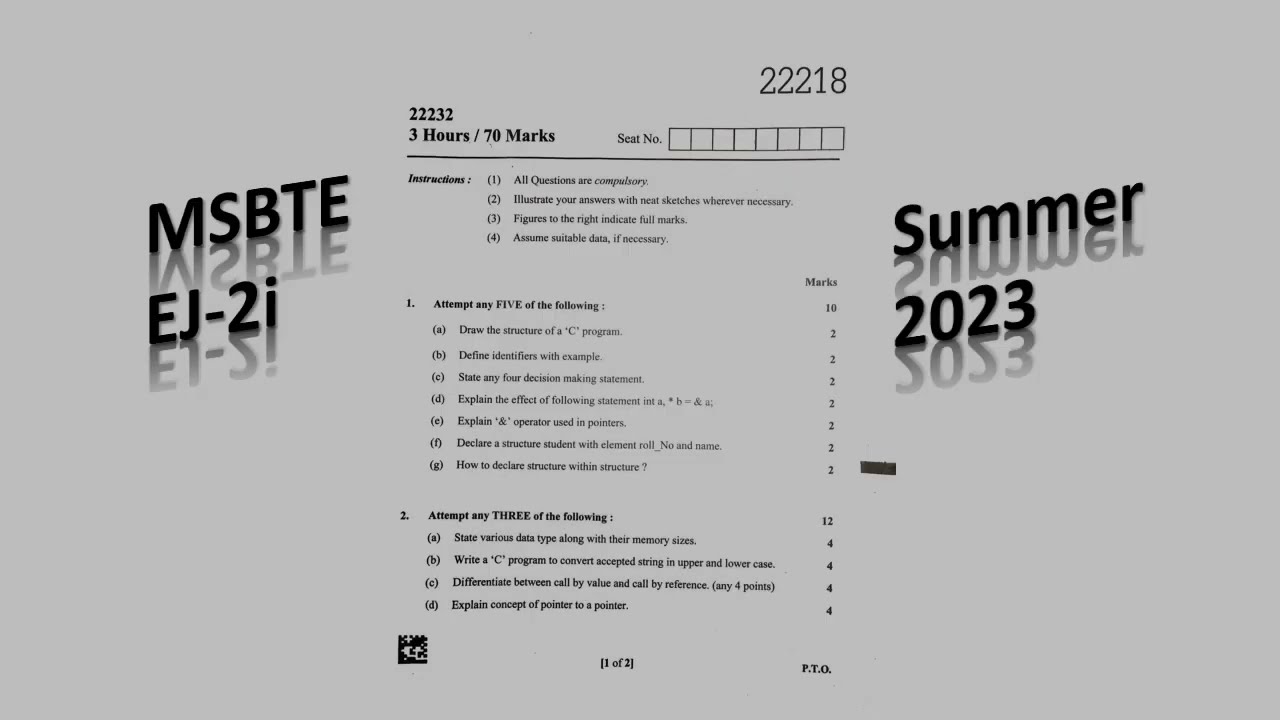 22218   Summer 2023 solved question paper.
