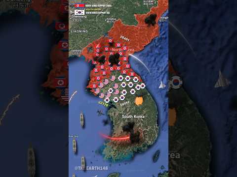 The Korean War using Google Earth #history #countryballs #empires #mapper