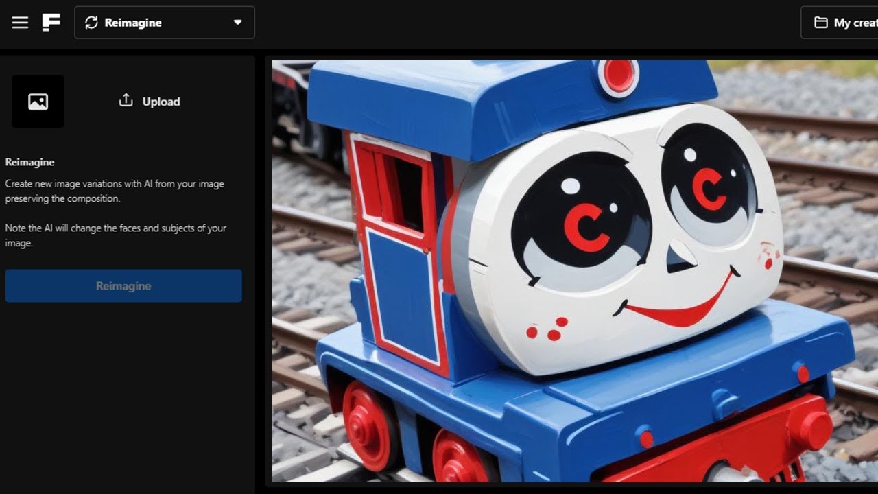 Buat Ulang Gambar Kereta Mainan Pakai Ai by Freepik Reimagine