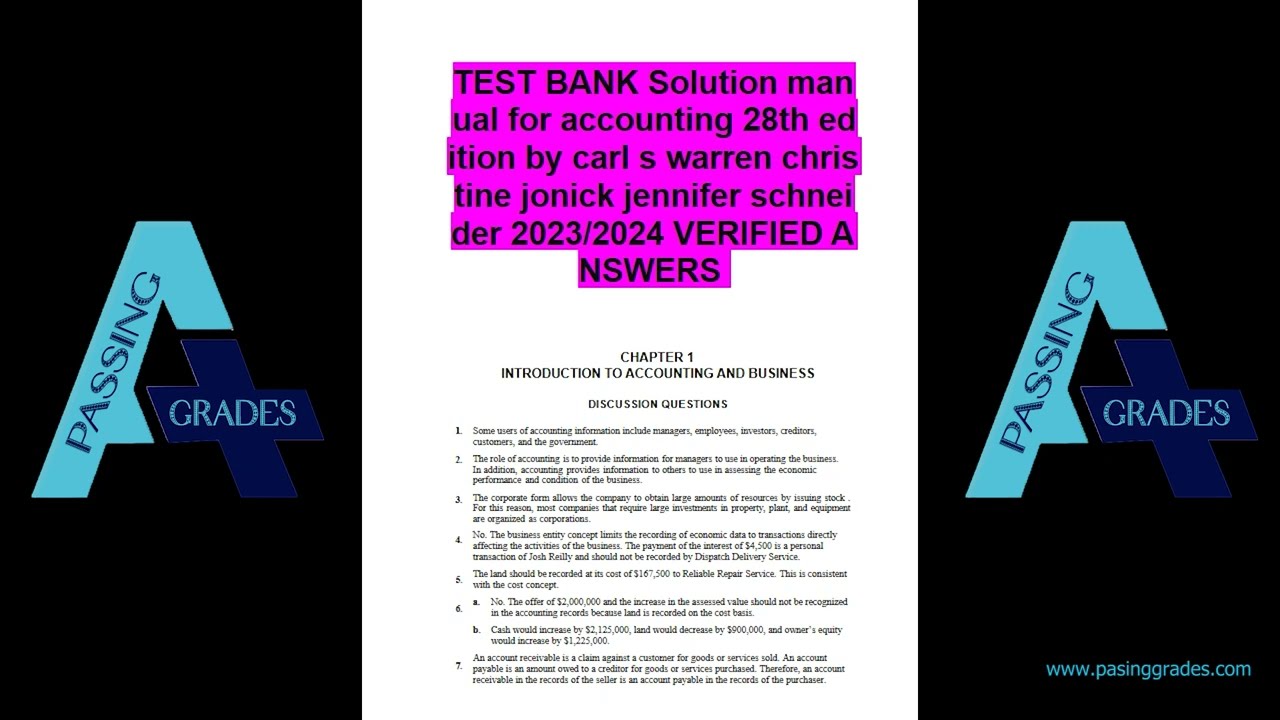 Solution Manual for Accounting 28th Edition 2024 by Carl S  Warren Christine Jonick, Jennifer Schnei