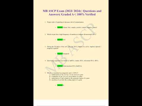 MB ASCP EXAM 2023/2024 QUESTIONS AND ANSWERS GRADED A 100 VERIFIED