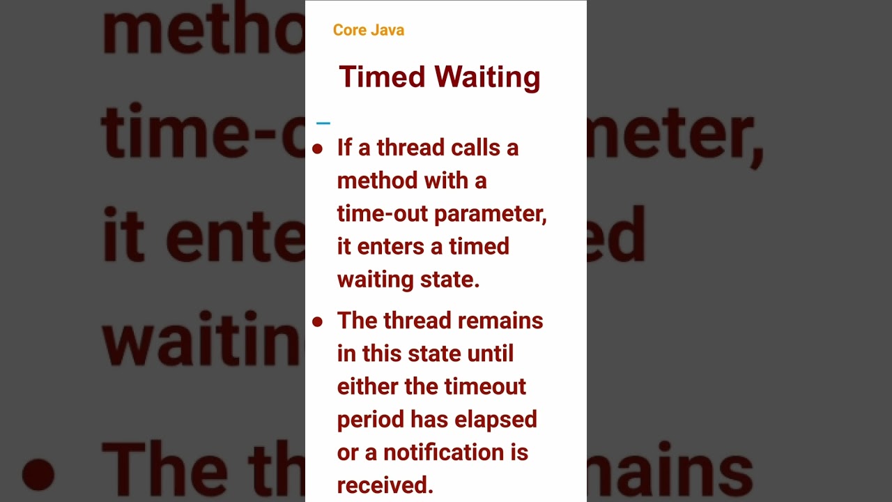 Timed Waiting (63) #thread #corejava