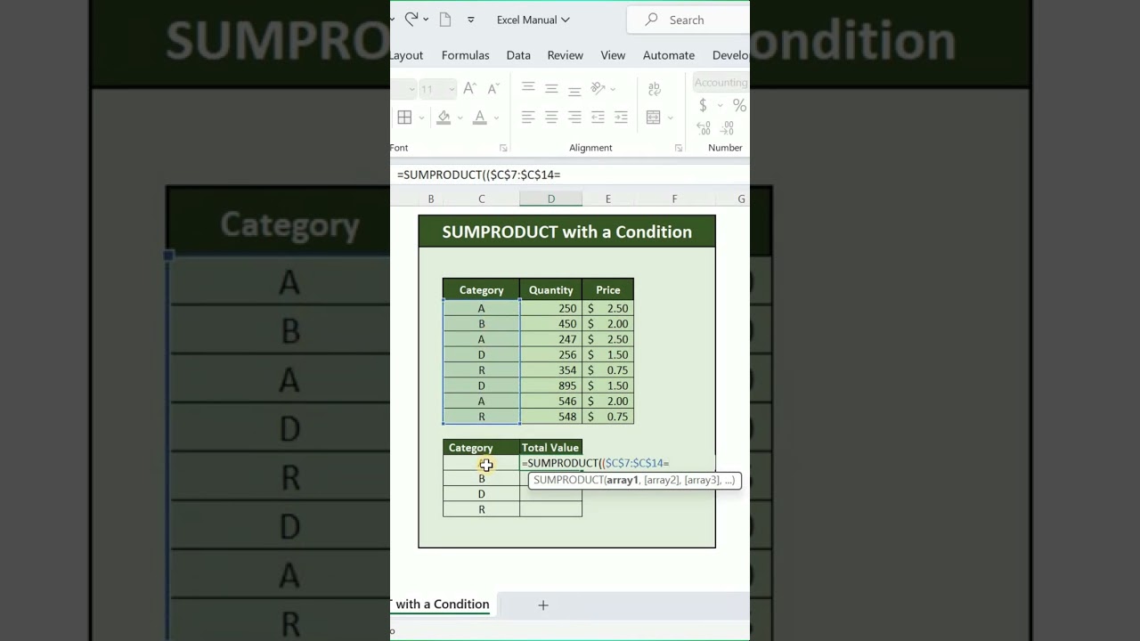 Using SUMPRODUCT Function with a Condition | Logical Functions in Excel