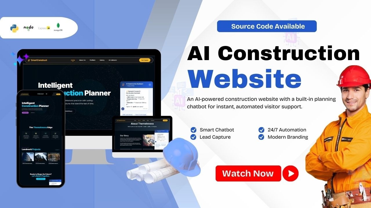 AI Powered Construction Website || AI Based Construction Website with Source Code | AI based website
