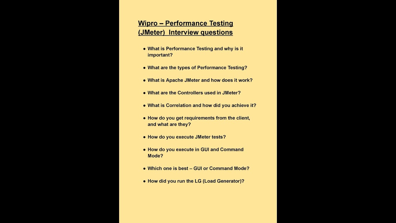 Wipro – Performance Testing JMeter  Interview questions