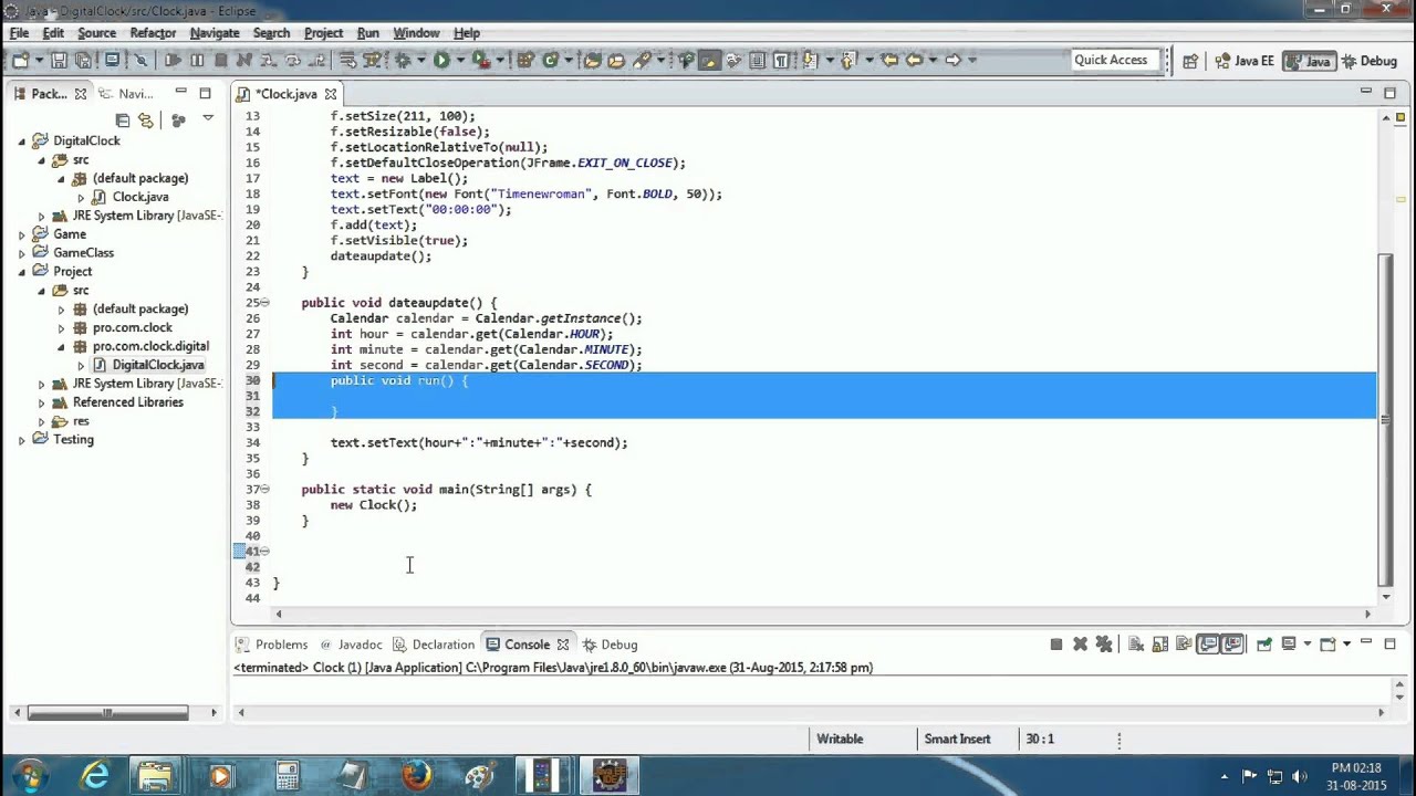 how to make digital clock in java eclips (bengali tutorial) text 1