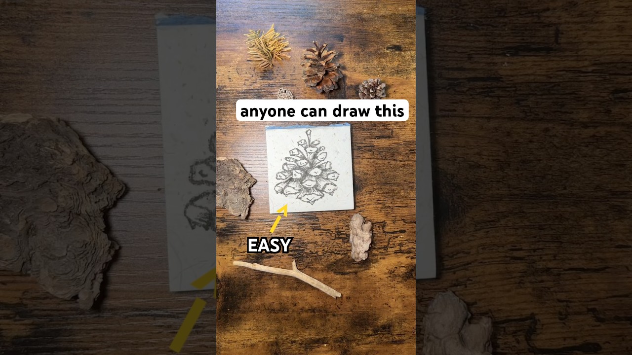 Exploring drawing techniques: how to draw a pinecone! #howtodraw #drawingtutorial