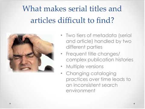NASIG Webinar: From Record-Bound to Boundless: FRBR, Linked Data, and … Serials Cataloging