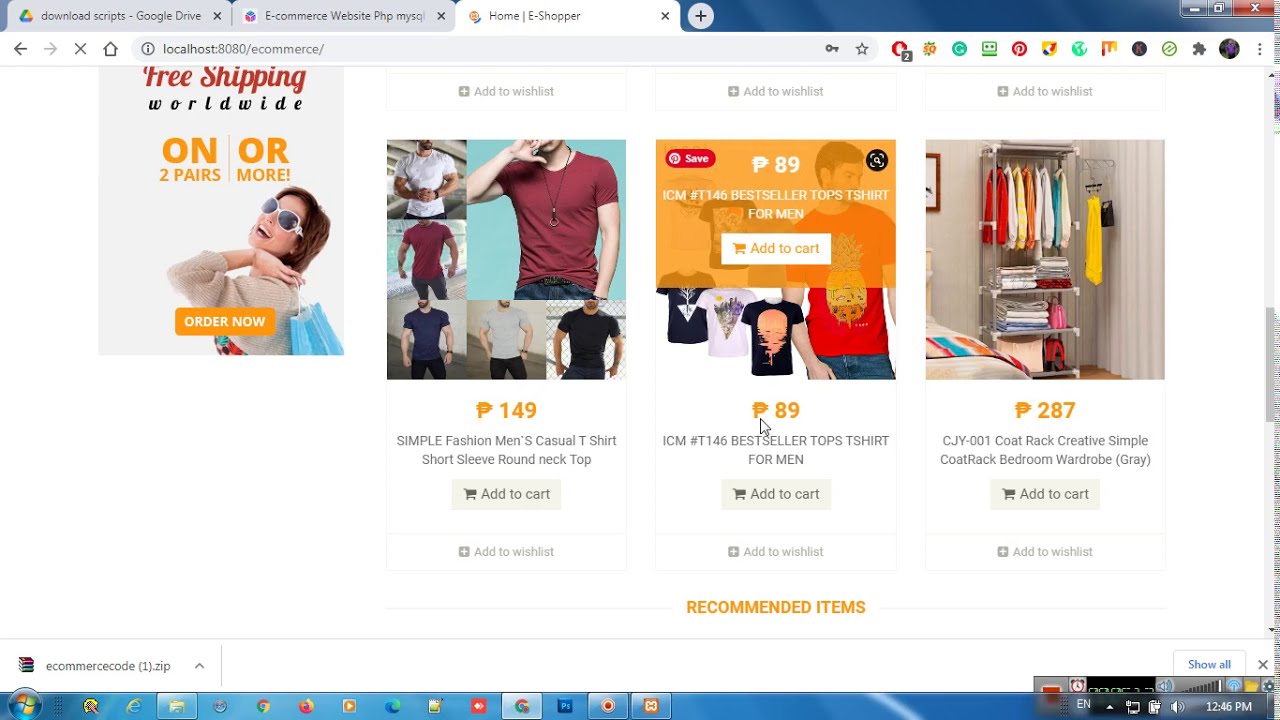 E-commerce Website Php mysql source code free download