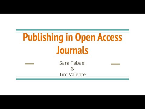 Publishing in Open Access Journals