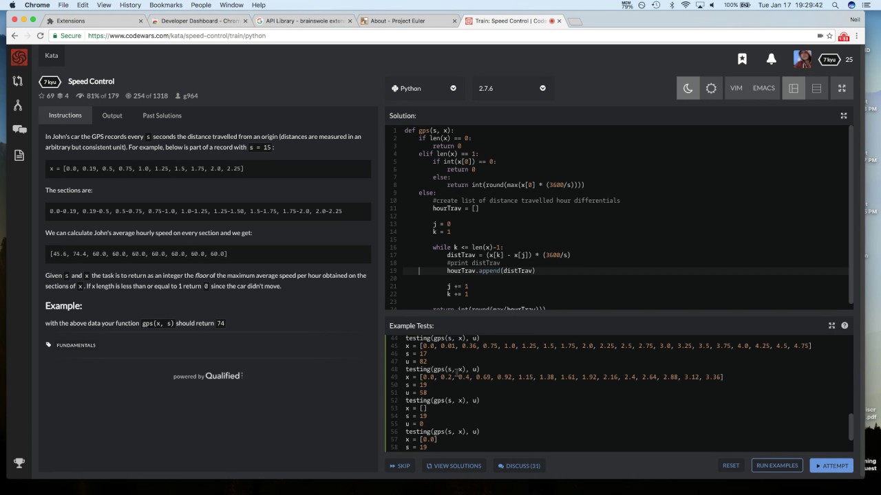 Codewars problem: speed control | using Python