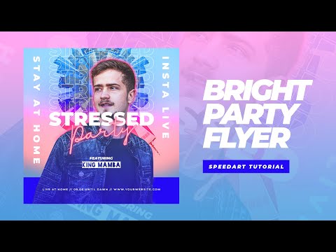 Bright party flyer online show // Speedart tutorial // Adobe Photoshop