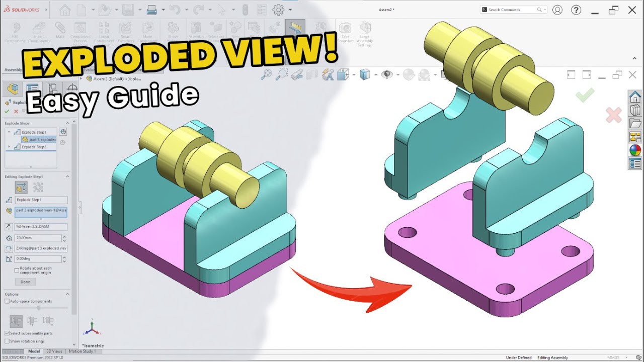 Exploded View Step by Step in SolidWorks Assembly
