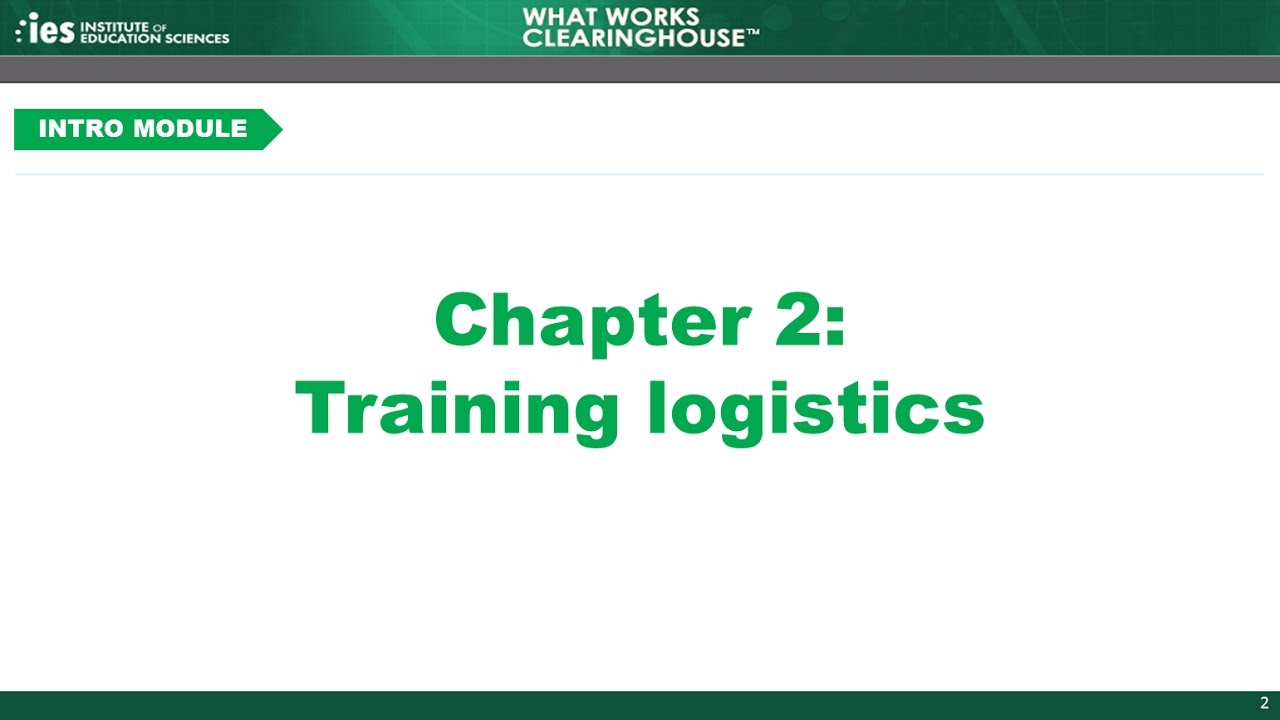 Introduction, Chapter 2: Training Logistics