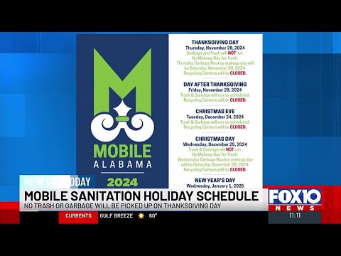 City of Mobile posts holiday trash and garbage pickup schedule