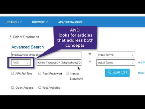 Searching with the Thesaurus and Index Terms on APA PsycNet