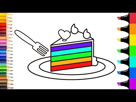 How to draw a piece of cake for kids