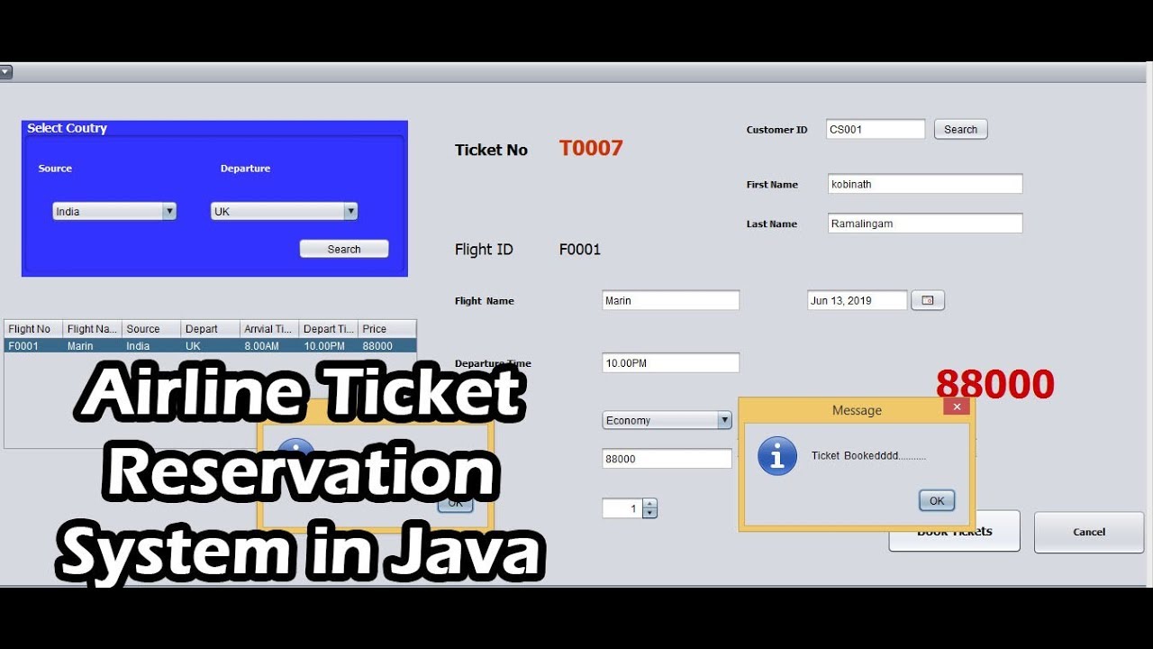 Airline Ticket Reservation System in Java