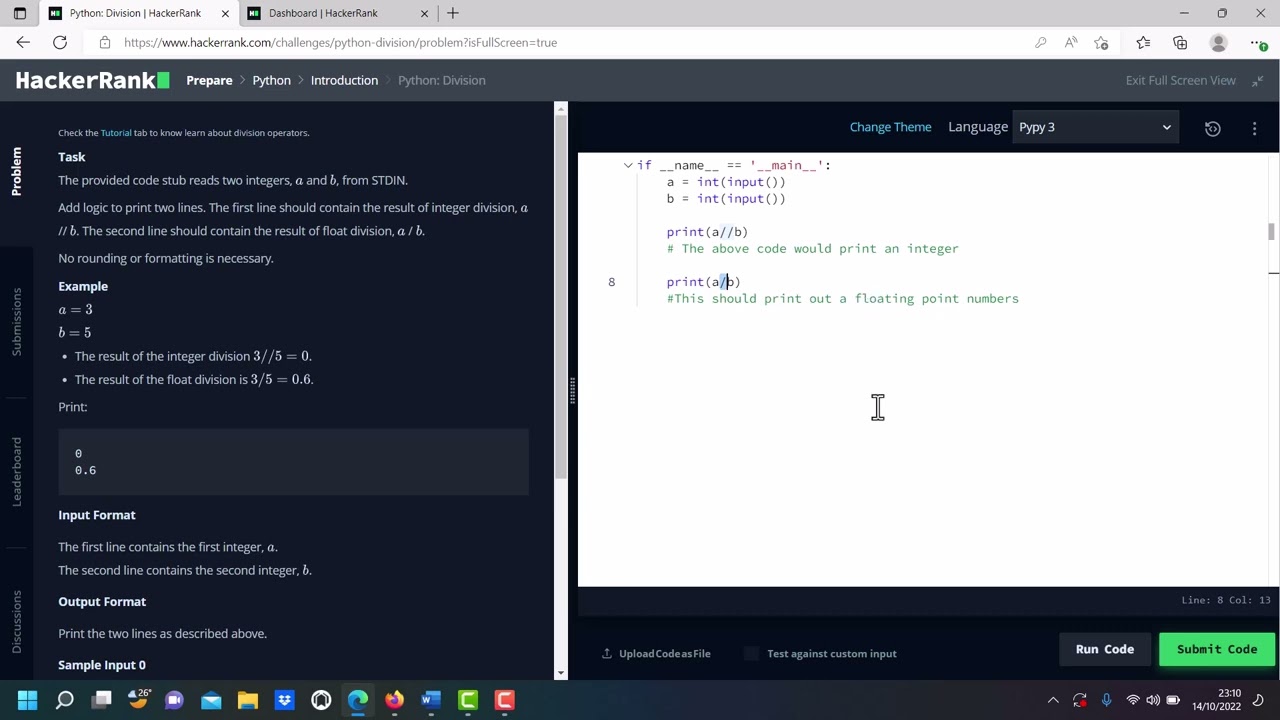 HackerRank Python No.4 Division Operators