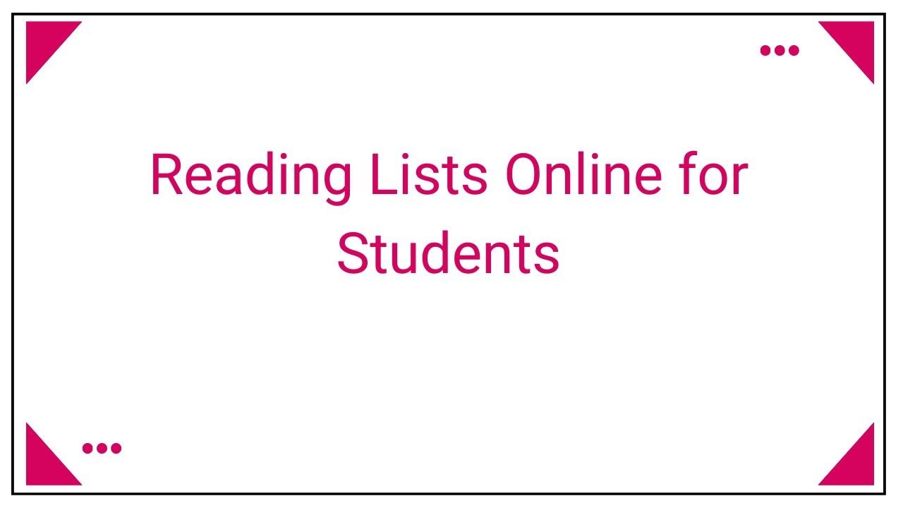 Reading Lists Online for Students