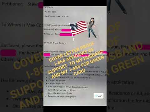 COVER LETTER PROOF I-864 AFFIDAVIT OF SUPPORT  TO MY HUSBAND  AND MY I-485 FOR MY GREENCARD