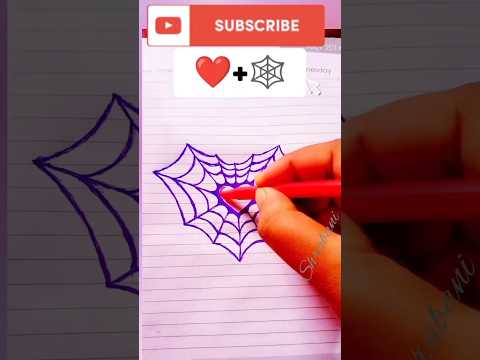 heart❤+🕸spider web😱#drawing #viral #video