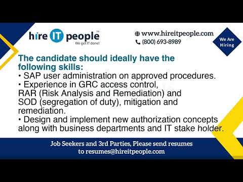 SAP Security/GRC Functional Consultant Jobs | Ottawa, ON | Job ID: 38598 |