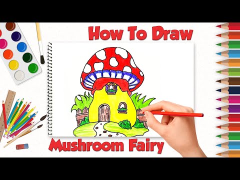 How To Draw A Mushroom Fairy House Drawing मशरूम ड्राइंग | Easy Drawing Tutorial