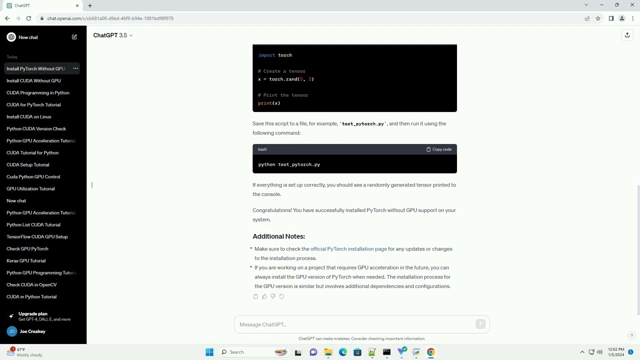 install pytorch without gpu