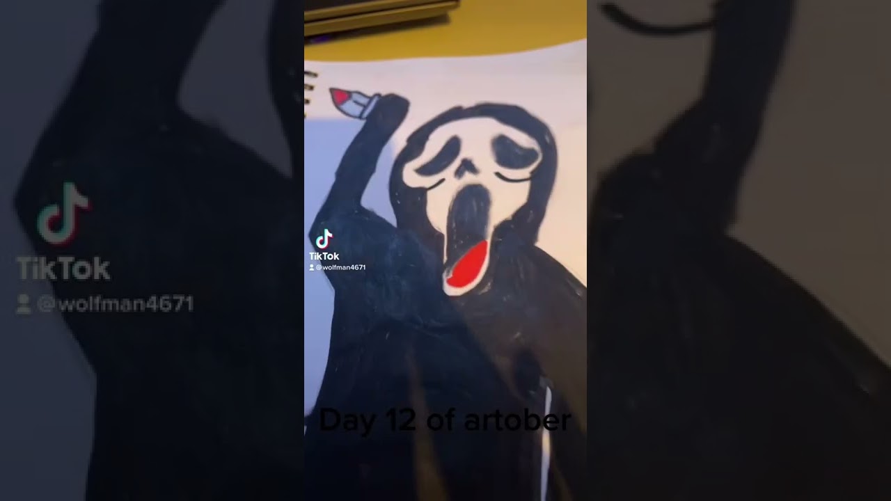 Drawing ghostface for day 12 of artober #shorts #posca #art #halloween #ghostface