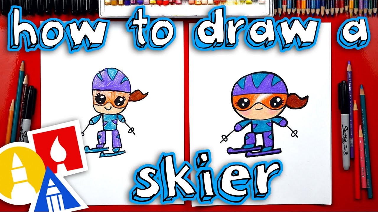 How To Draw A Cartoon Snow Skier
