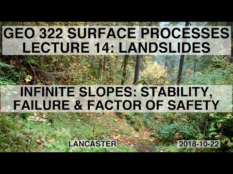 Landslides on Infinite Slopes: Stability, Failure & Factor of Safety, Geo322 2018-10-22
