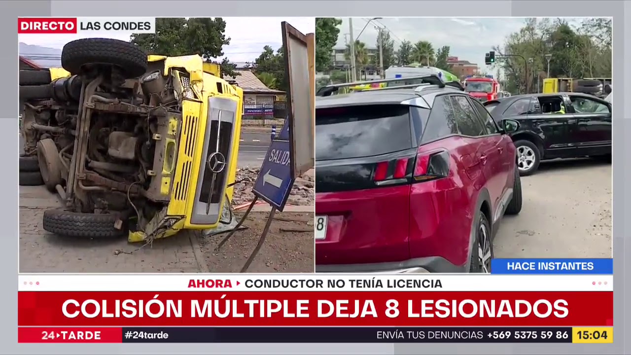 Camión sufre problemas de frenos y genera choque múltiple en Las Condes