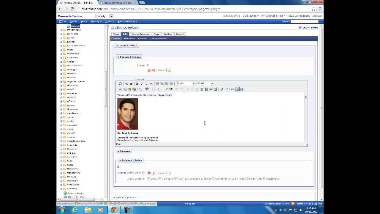 Faculty Training - How to Edit a Faculty Web Page